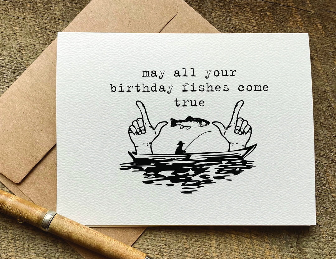 Birthday Fishing Card – “May All Your Birthday Fishes Come True” Design ...