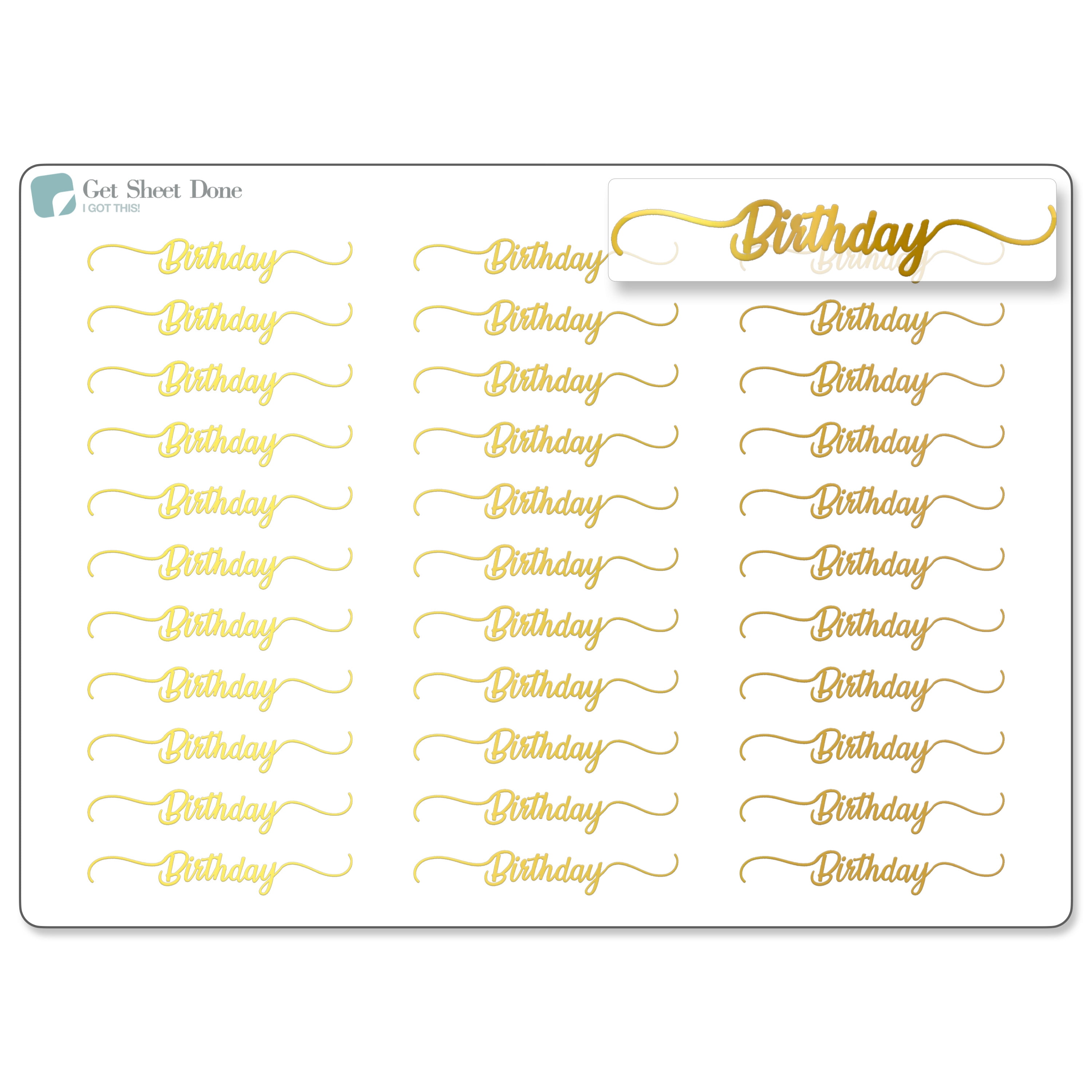 Birthday Foiled Script Planner Stickers / Appointments Reminder ...