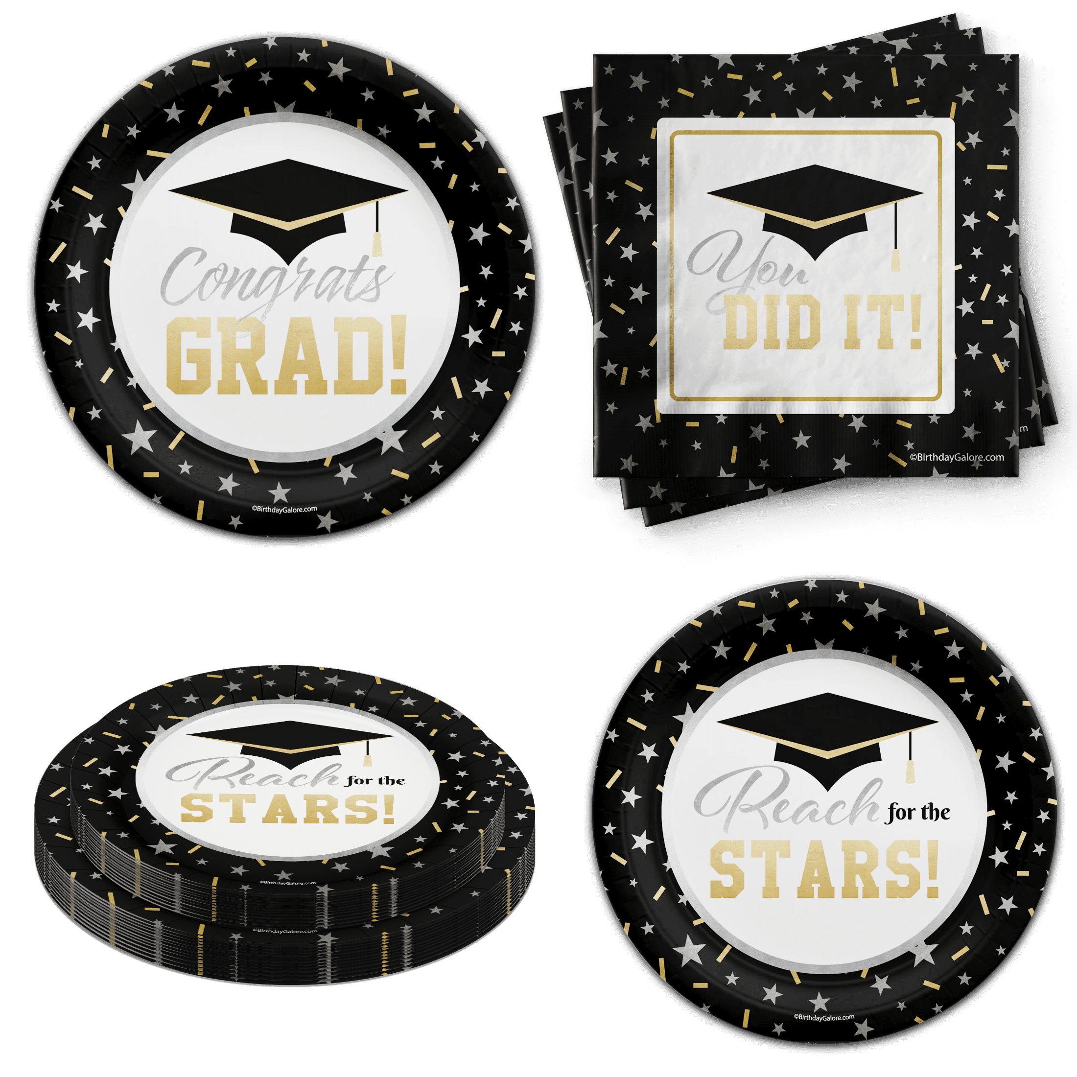 Birthday Galore Graduation Party Tableware Set, Plates and Napkins for ...