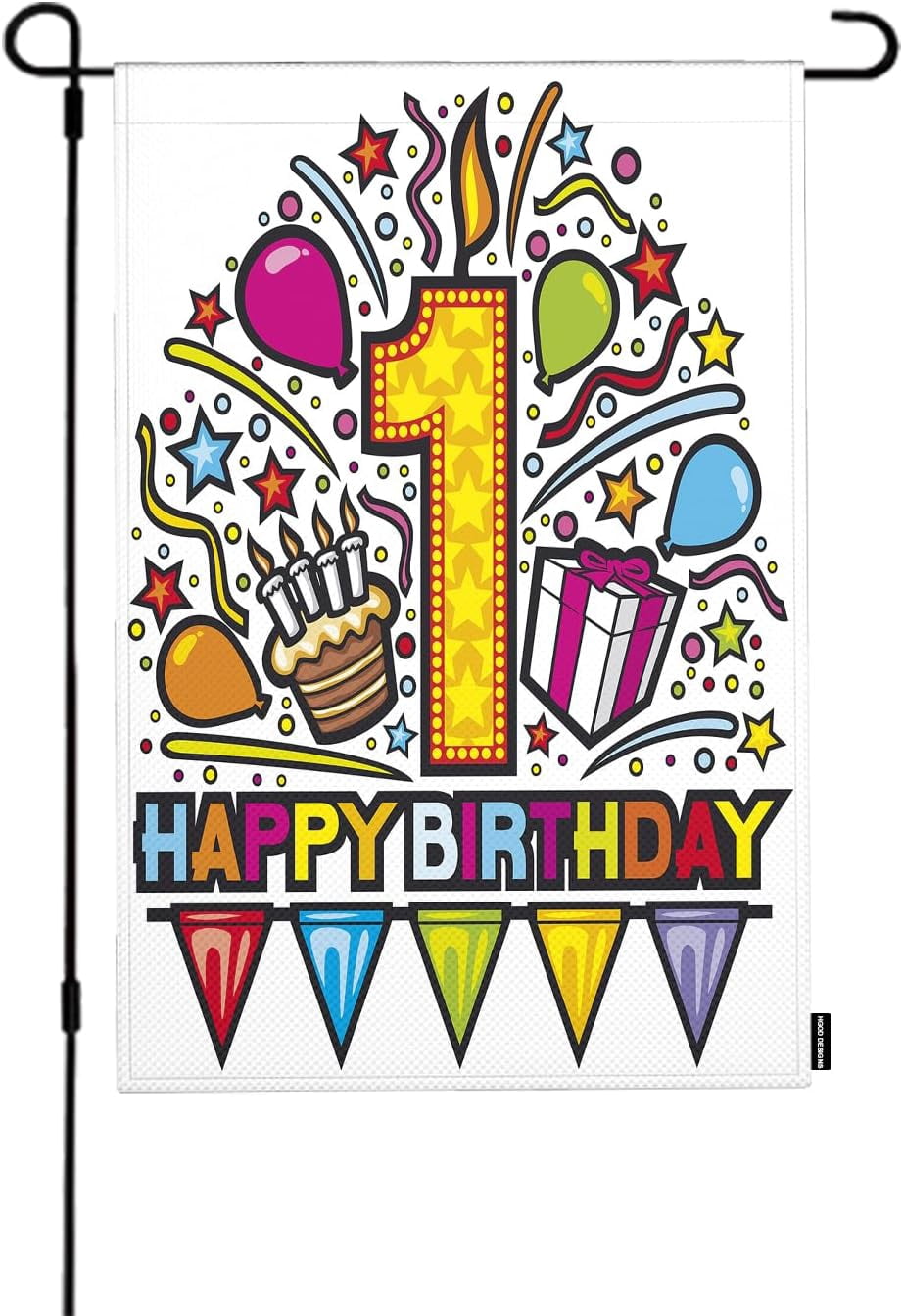Birthday Garden Flag 12x18 Inch Double Sided Happy Party Best Wishes ...
