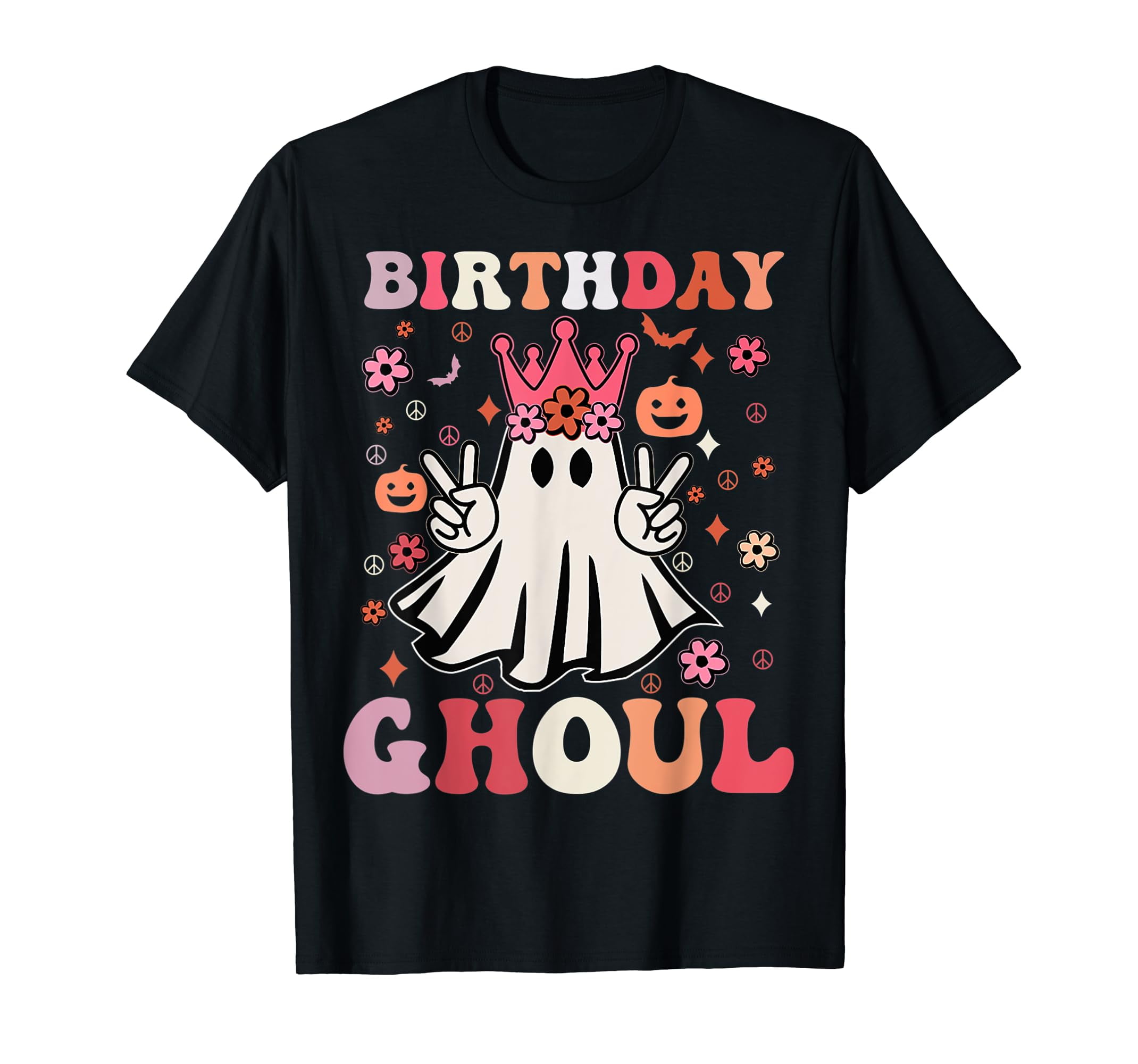 Birthday Ghoul Floral Ghost Kid Girl Groovy Halloween Party T-Shirt ...
