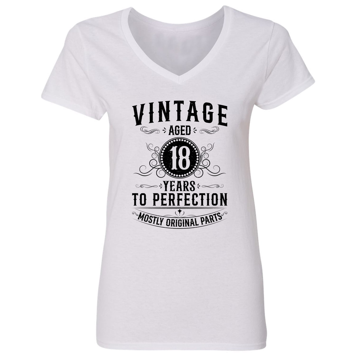 Birthday Gift 18 Years Of Perfection - Original Parts Ladies' V-Neck ...