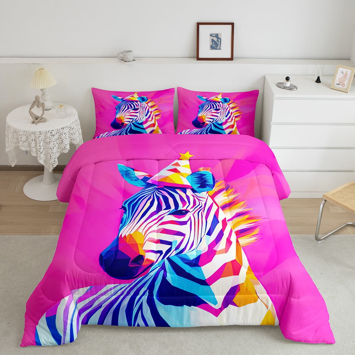 Birthday Gift Comforter Set Queen Exotic Zebra Bedding Set Funny Animal ...