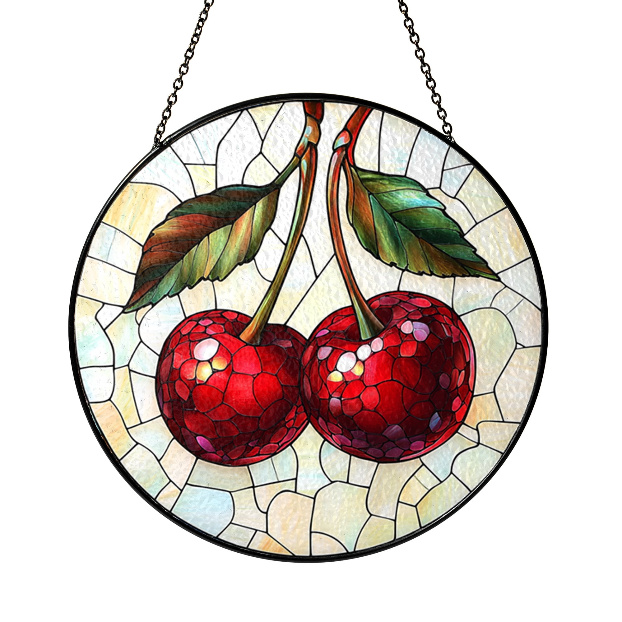 Birthday Gift Stained Glass Suncatcher, Cherry Design, Window Ornament ...