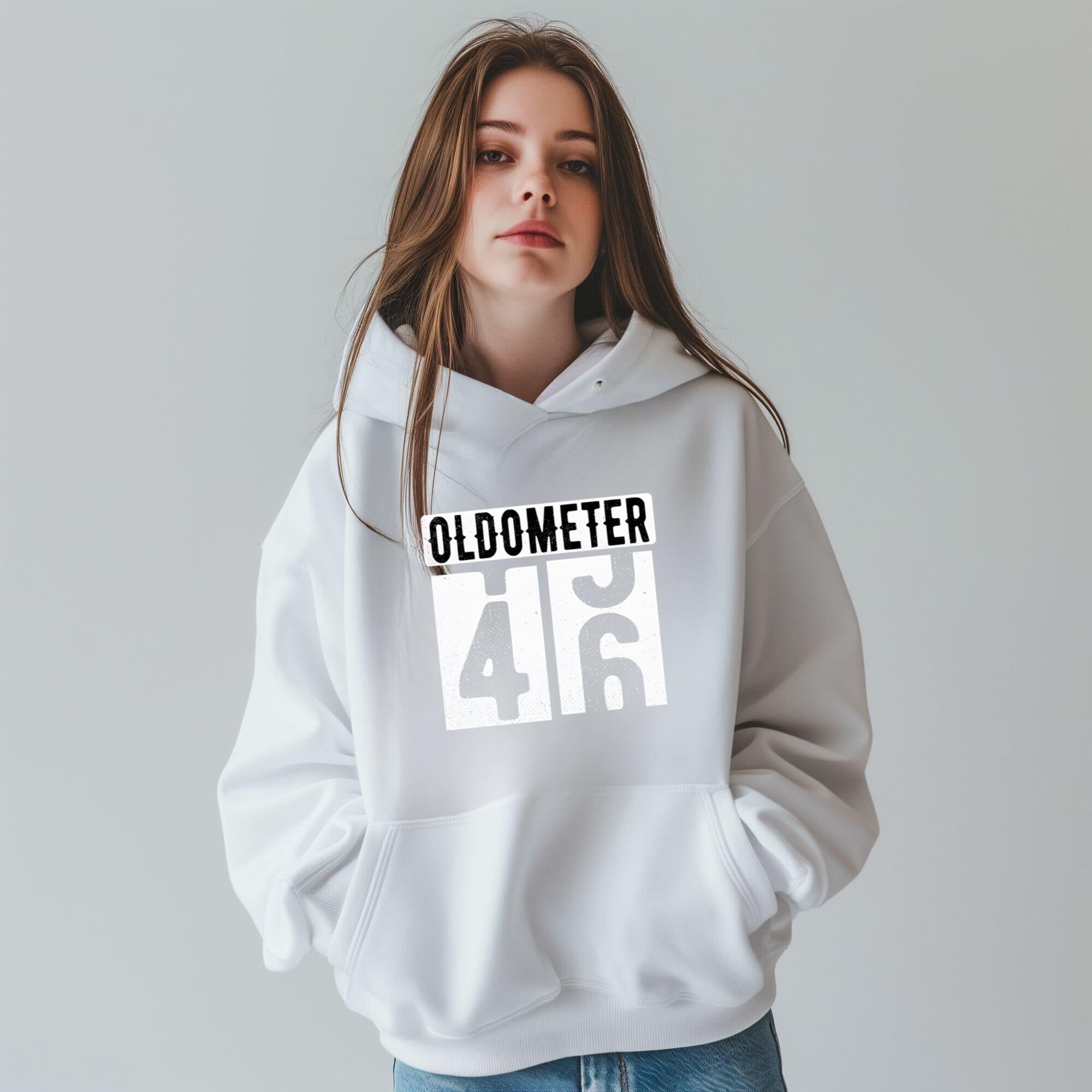 Birthday Gift Turning 46 Years Oldometer Hoodie Funny Age, for men ...