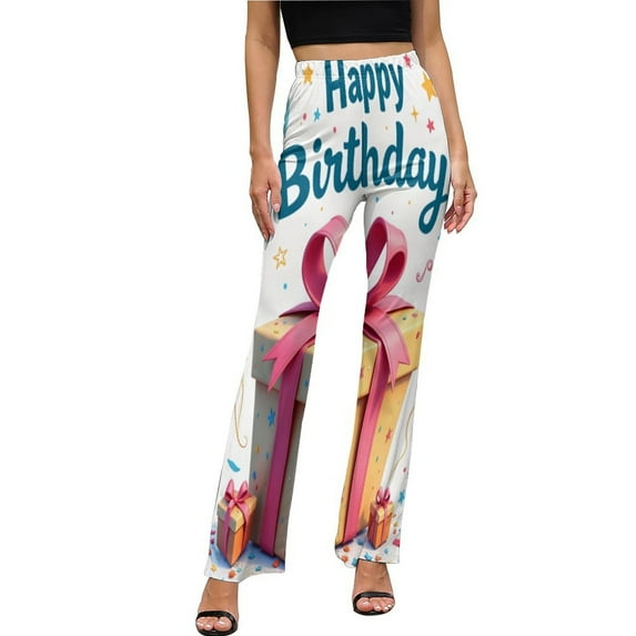Birthday Gift with Balloons And Stars High Waisted Casual Flared ...