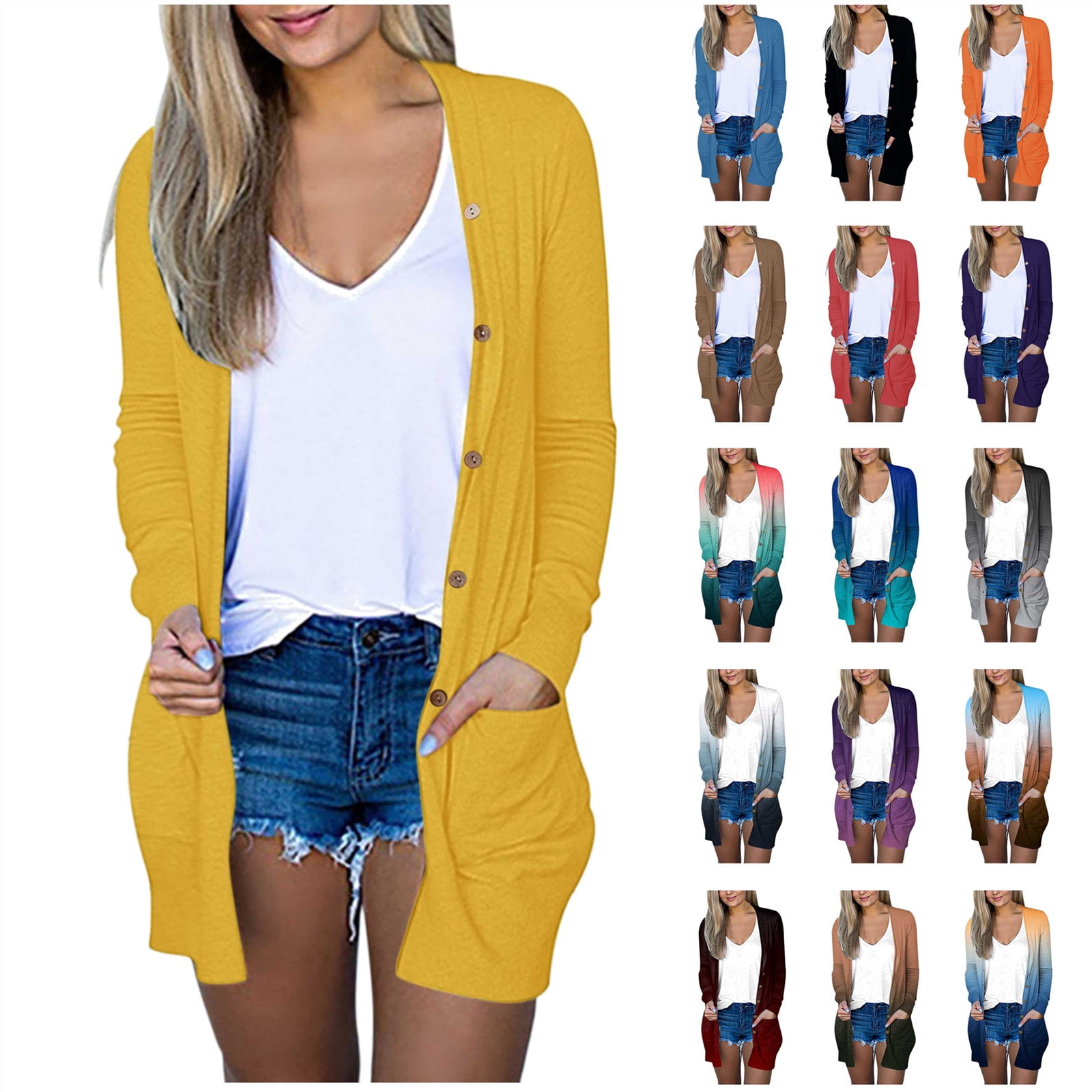 Birthday Gifts! BiZtdJrK Womens Lightweight Cardigans with Pockets ...