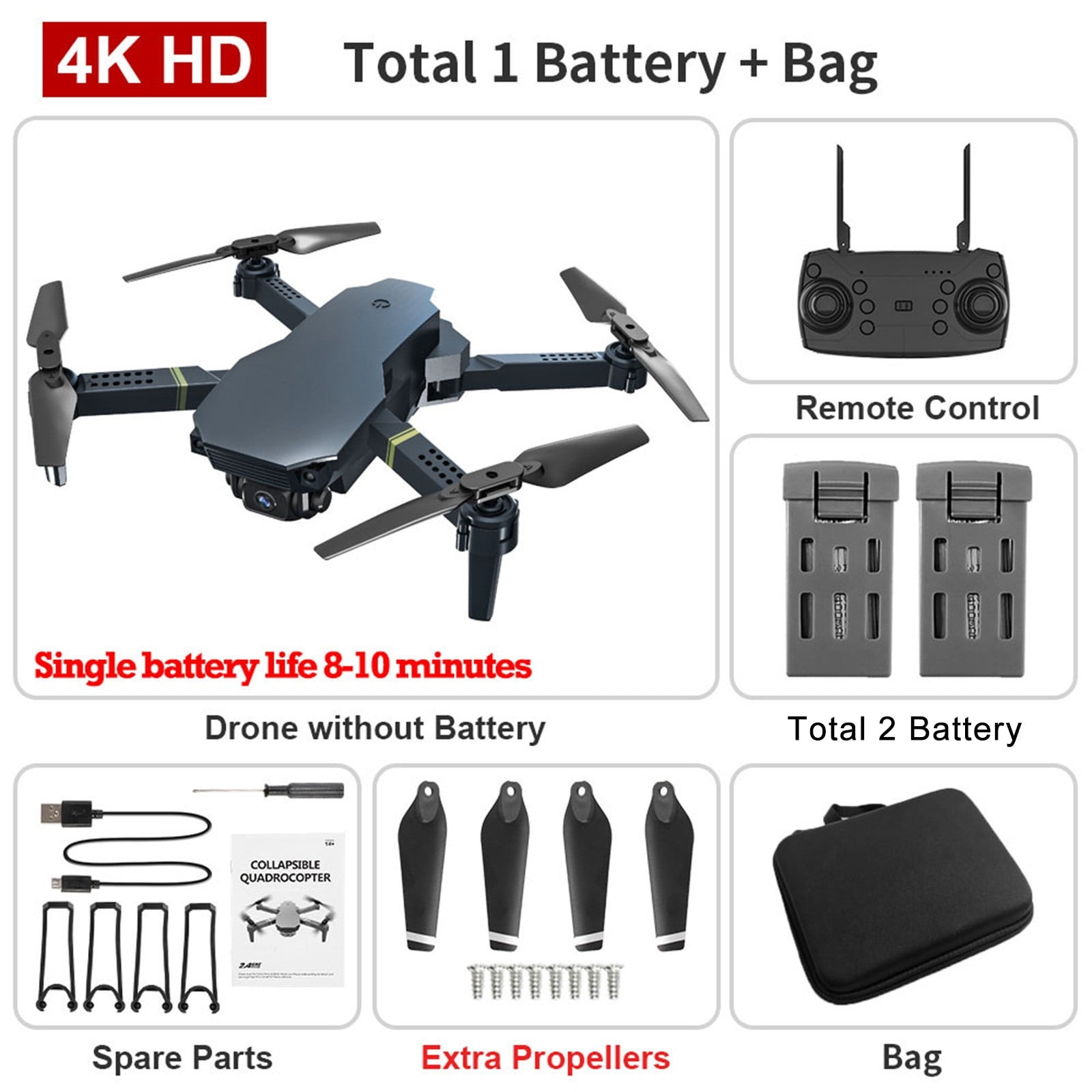 Birthday Gifts for Boys, Camera Drones, H702 Mini WiFi FPV HD Camera Altitude Hold Mode Foldable ...