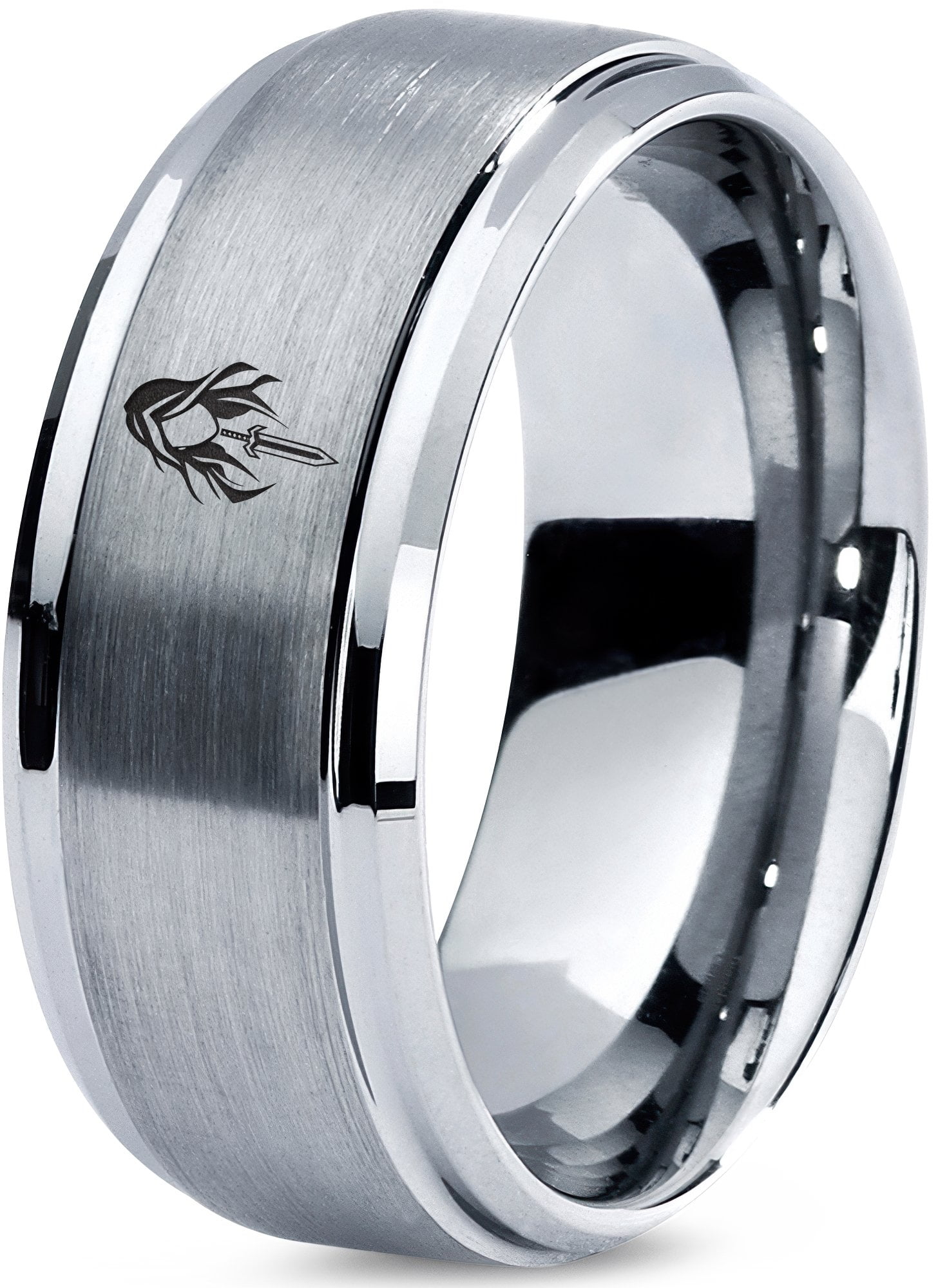 Gamer Gray Ring Set Tungsten Blue Mens Wedding Bands 9 Year Anniversary ...