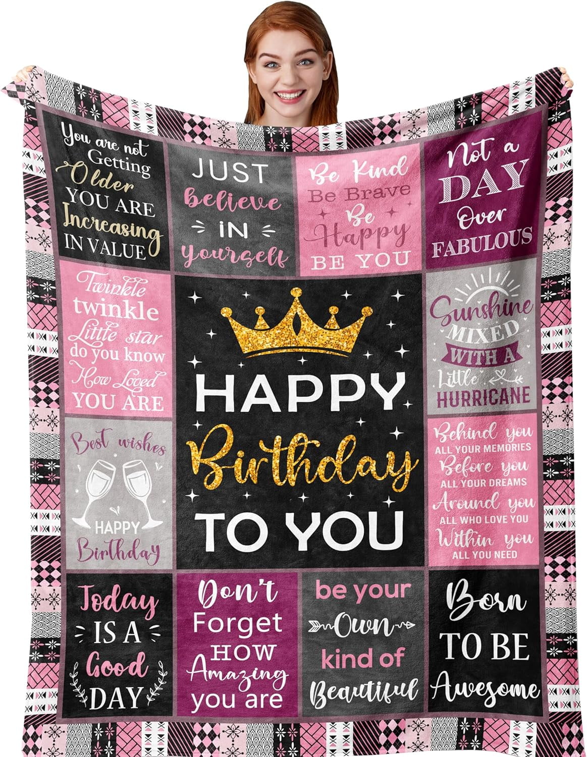 Birthday Gifts for Girls/Her, Happy Birthday Decorations Blanket 40x50 ...