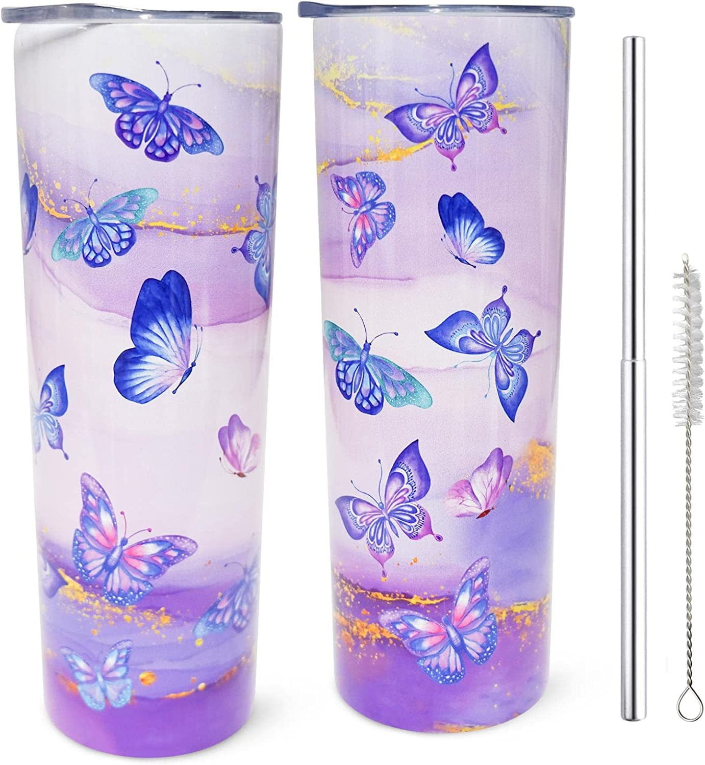 Birthday Gifts for Women Mom Wife Cute Butterfly Tumblers with Lid and ...