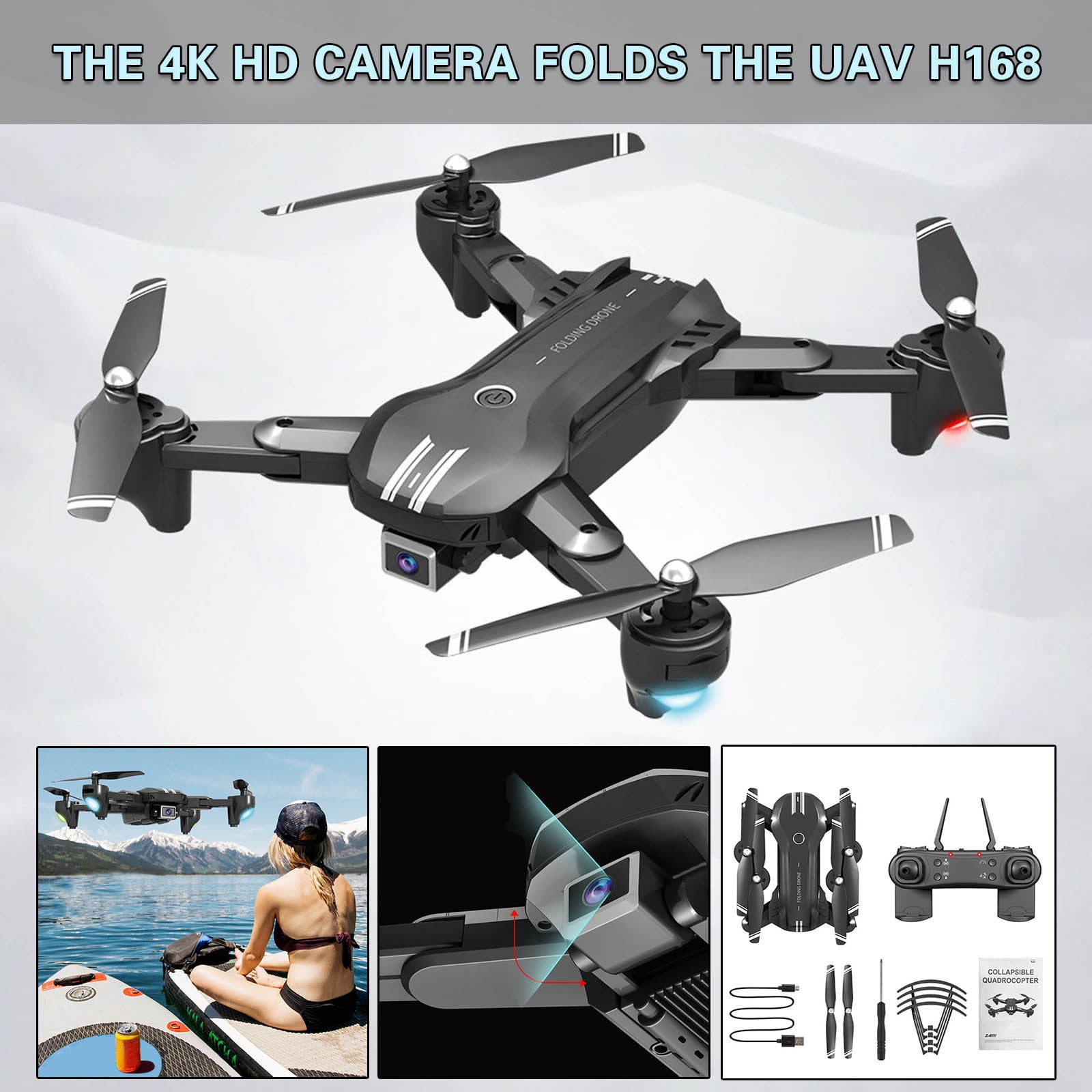 Birthday Gifts for Boys, Drones for Kids, 4CH WIFI FPV 4K HD Camera ...