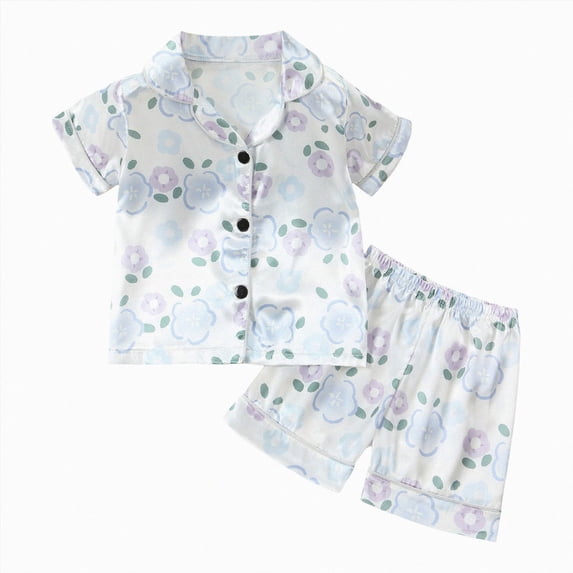 Birthday Girl Outfit Cartoon Print Button Top Elastic Shorts Active Set ...