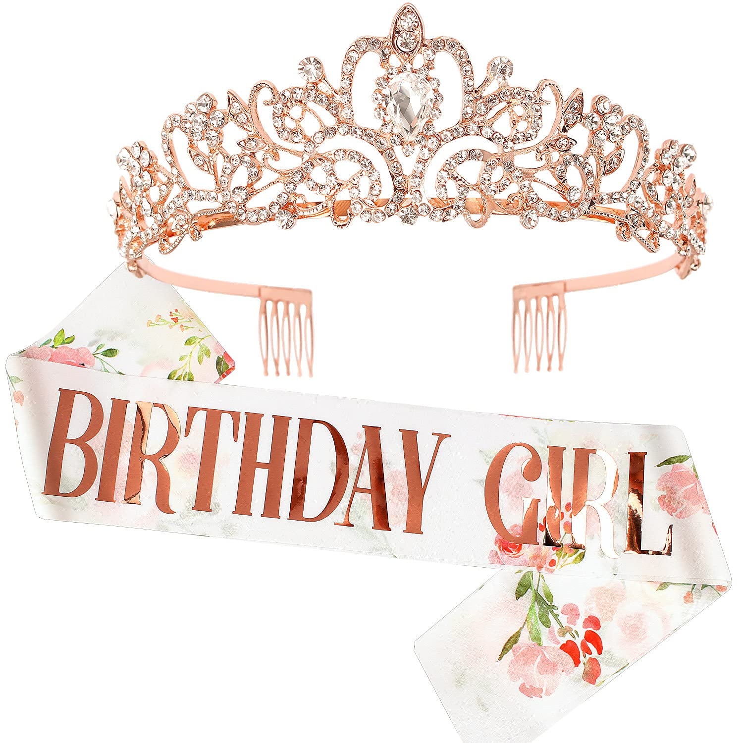 "Birthday Girl" Sash & Rhinestone Tiara Set Birthday Sash and Crown for Women Birthday ...