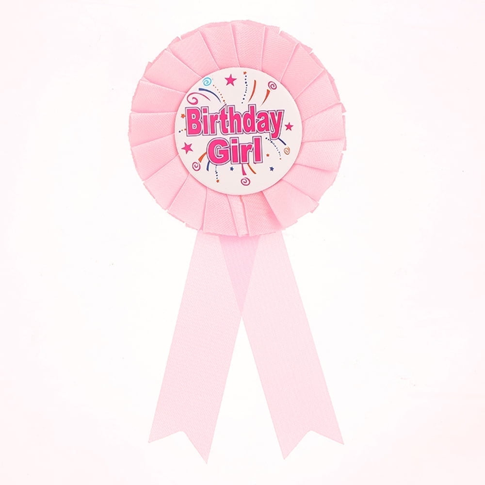 Birthday Satin Fabric Birthday Tinplate Badge Pin Rosette Brooch Pins ...