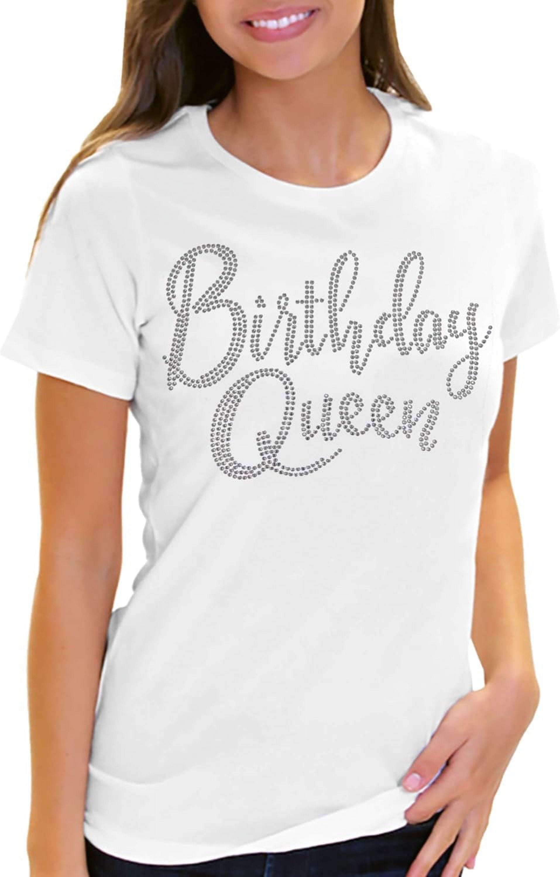 Birthday Girl Shirt for Women - REAL CRYSTAL RHINESTONE Shirts for Women - Birthday Squad Crew ...