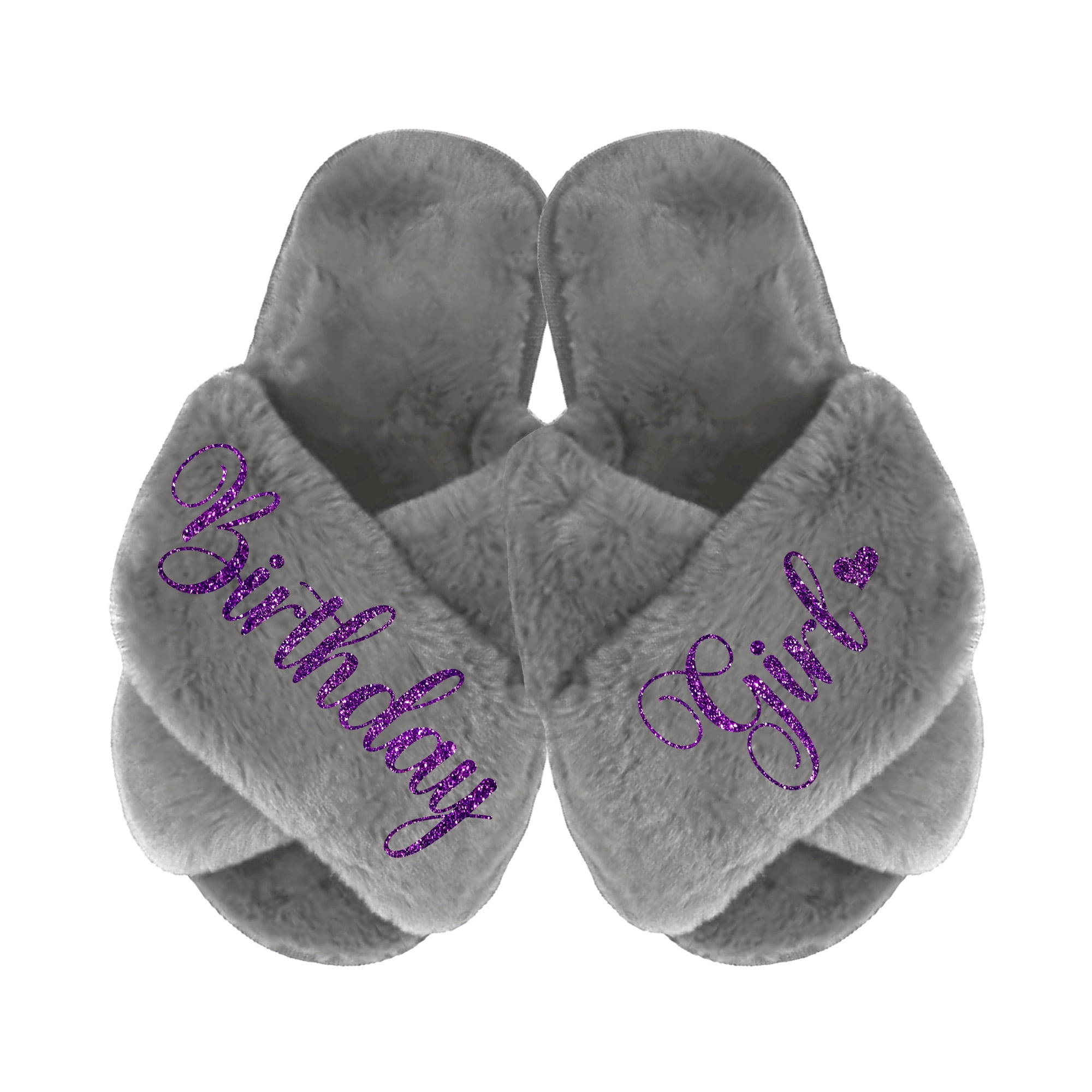 Birthday Girl and Birthday Squad Slippers - Fluffy Criss Cross Slippers ...