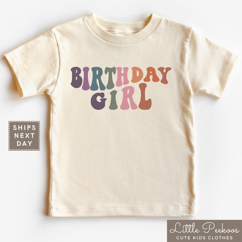 Birthday Girl Toddler Shirt, Retro Wavy Girls Baby Tee, Girls Birthday ...