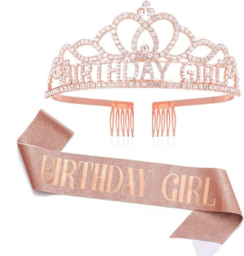 Birthday Girls Crown Silver Crystal Tiara Rhinestone Princess Crown ...