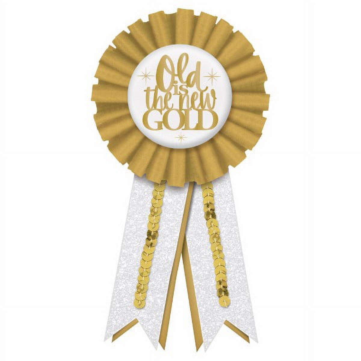 Birthday 'Golden Age' Old Is The New Gold Fabric Award Ribbon (1ct ...