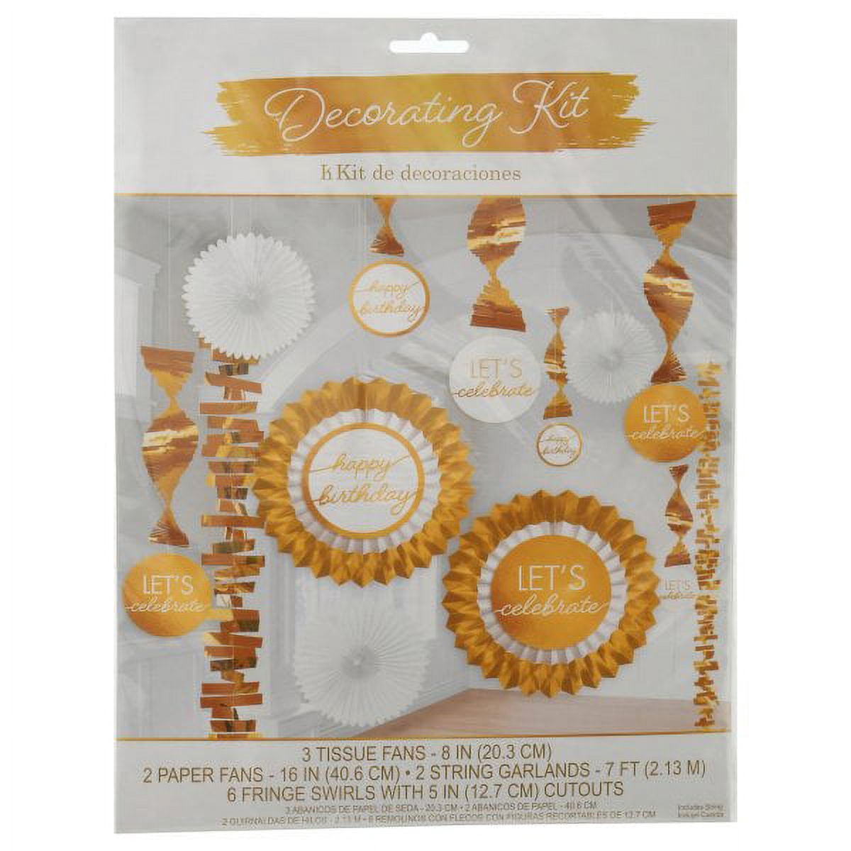 Birthday 'Golden Age' Paper and Foil Hanging Decorations Kit (13pcs ...