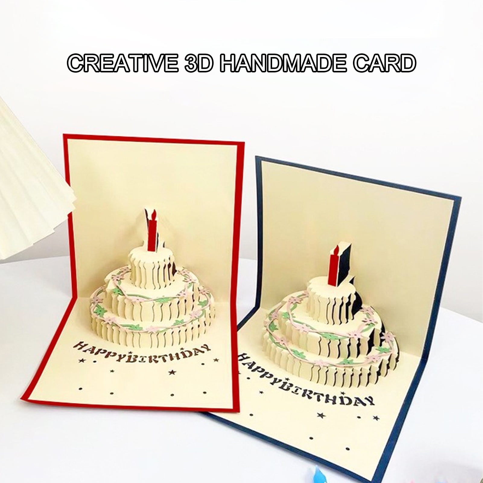 Birthday Greeting Card English Letters with 3D Birthday Cake Cute ...