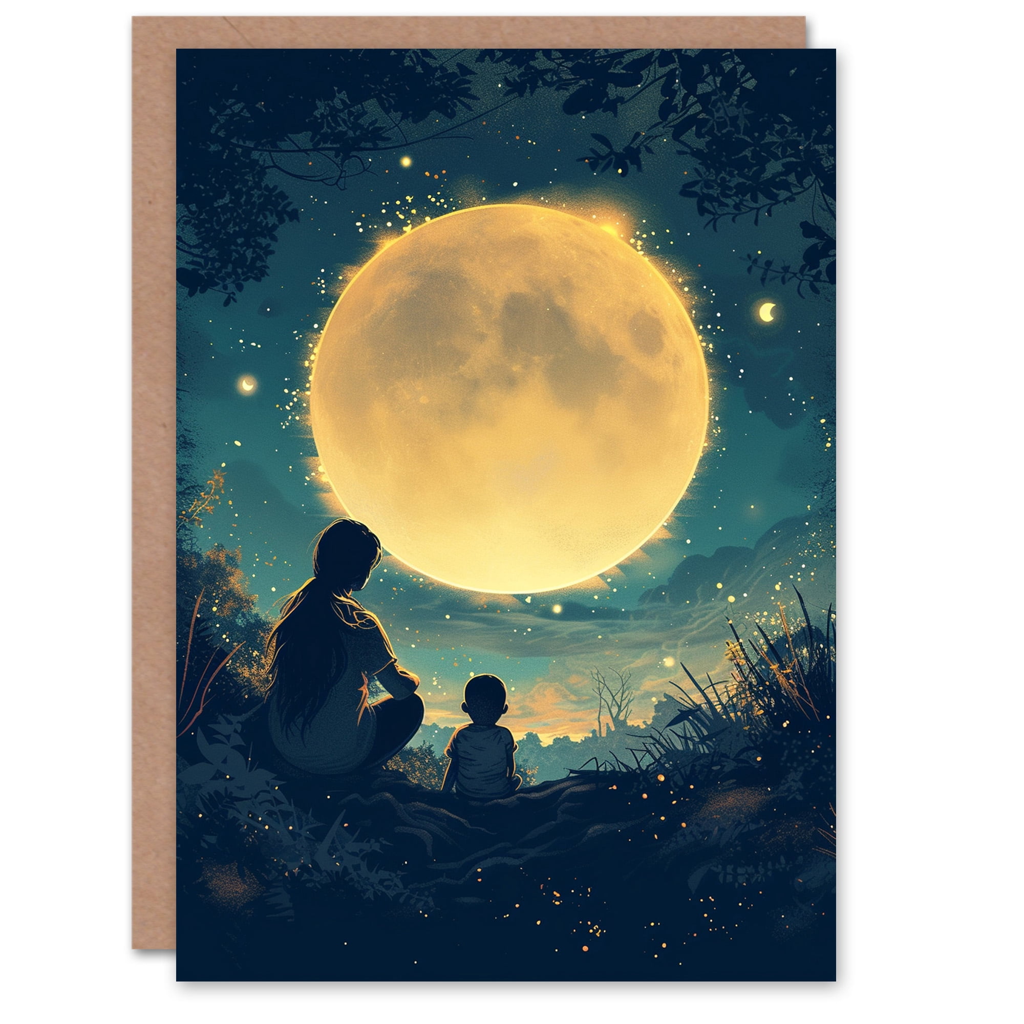 Birthday Greeting Card Mother and Child Full Moon From Son For Mum ...