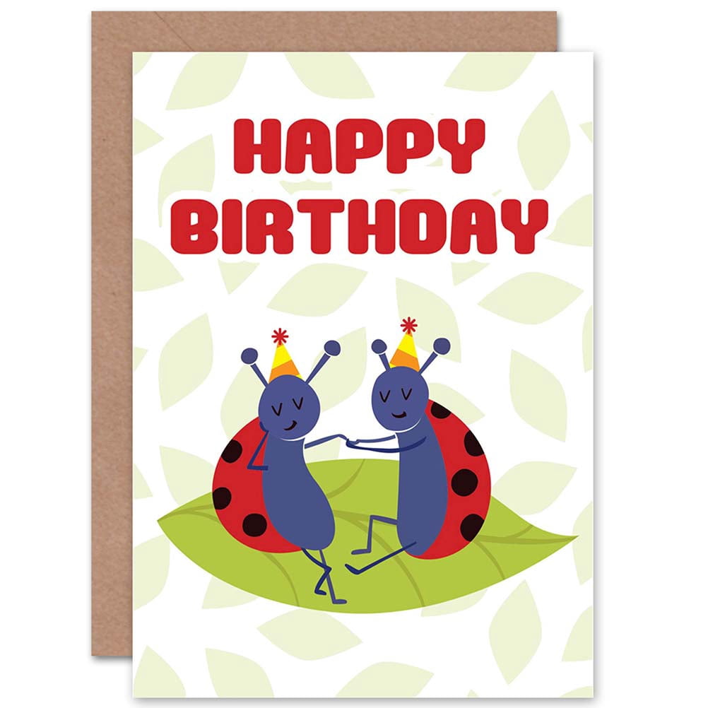 Birthday Happy Ladybird Ladybugs Greetings Card Plus Envelope Blank ...