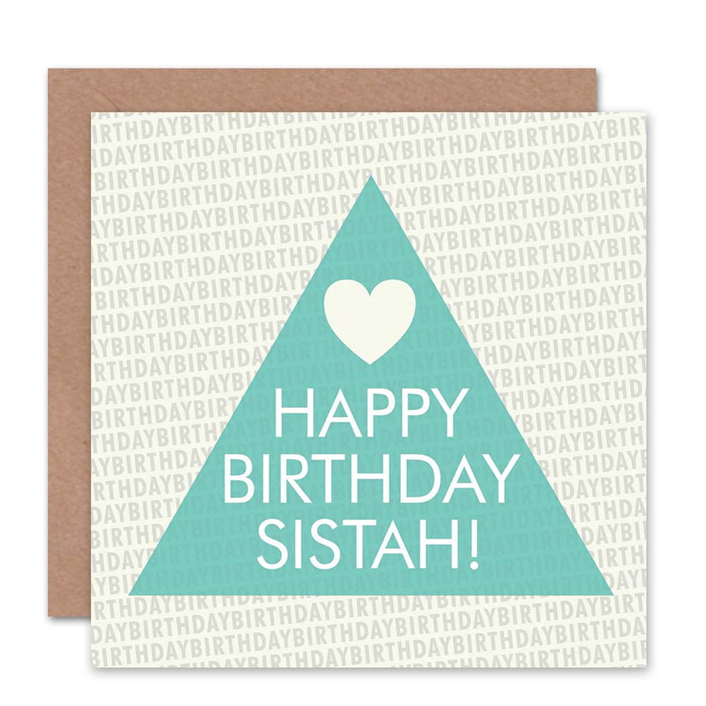 Birthday Happy Sister Sistah Blue Triangle Heart Greetings Card Plus ...
