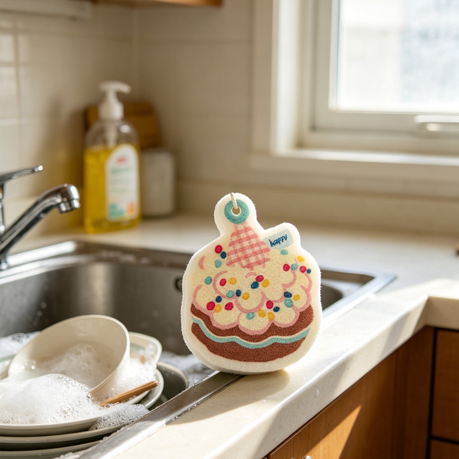 Birthday Hat Cake Sweetheart Wood Pulp Dishwashing Sponge B,Oven inner ...