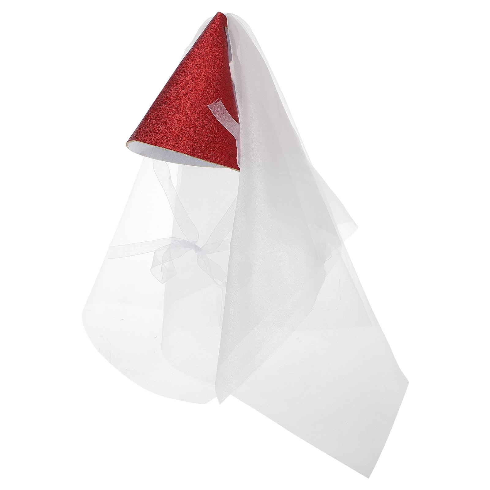 Birthday Hat Cone Caps Girl with Tulle Sequins Red Cloth Mesh - Walmart.com