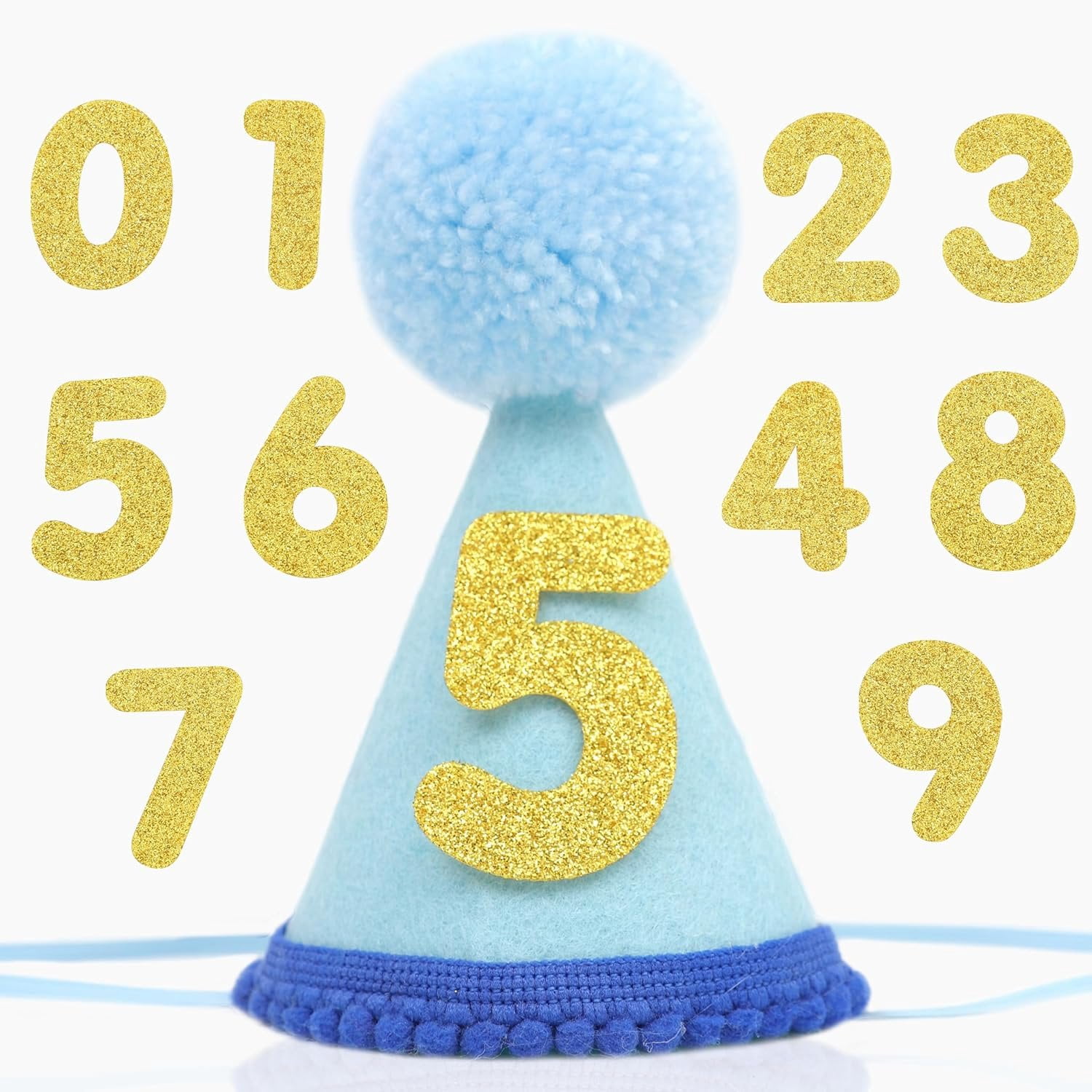 Birthday Hat with Interchangeable Numbers 1-10 | Adjustable Party Cone ...