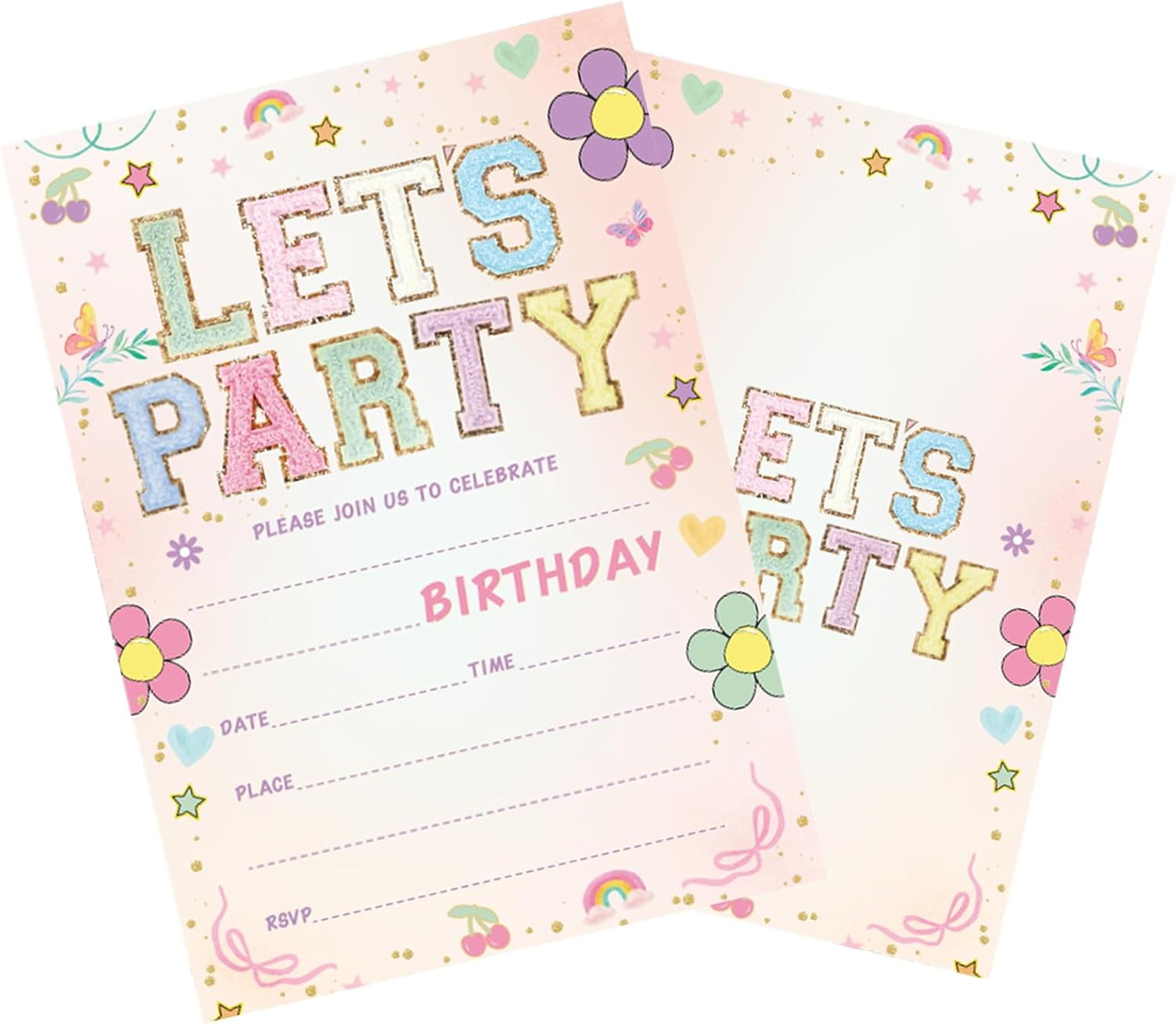 Birthday Invitations - Cute Flower - 20Pcs Double-Sided Fill- In ...