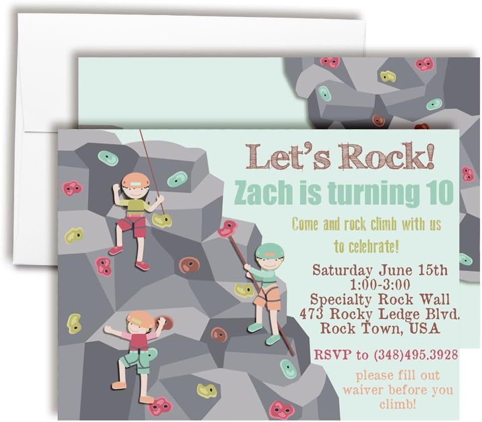 Birthday Invitations Rock Climbing Party Invites 20 5x7 Rock Climbing ...