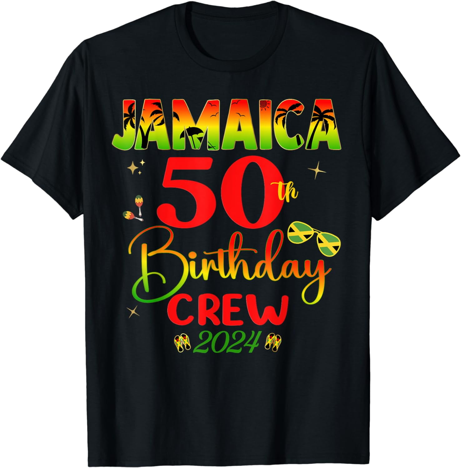 Birthday Jamaica Girl 30th 50th Party Outfit Matching Crew T-Shirt ...