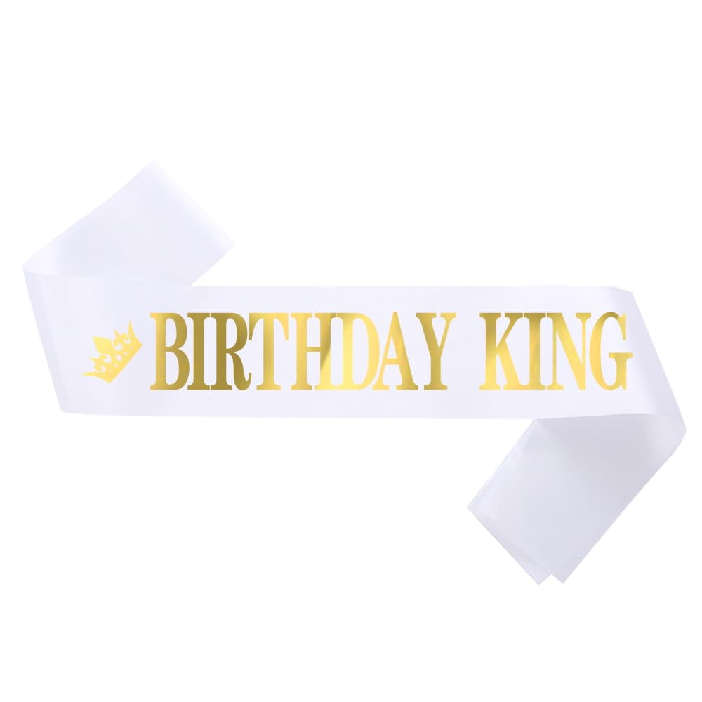 Generic Birthday KingITSC Sash White, Birthday Sashes for Boys or Men ...