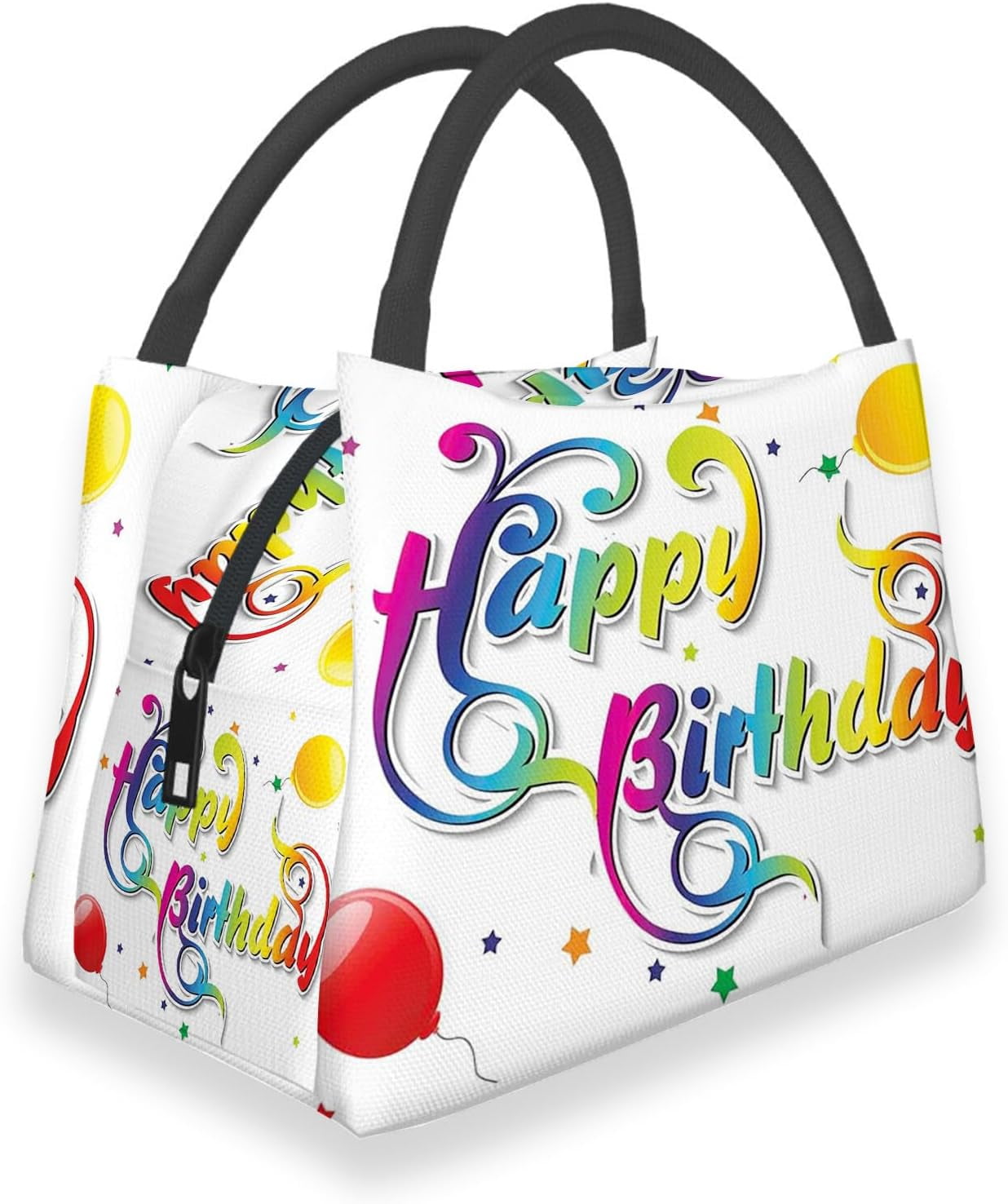 Birthday Lunch Box Reusable Lunch Bag,Happy Birthday Words with Floral ...