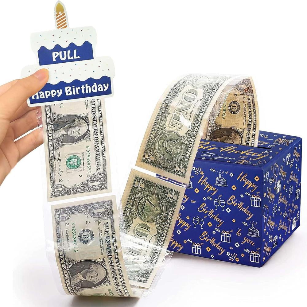 Birthday Money Box For Cash Gift Pull DIY Birthday Money Roll Surprise ...