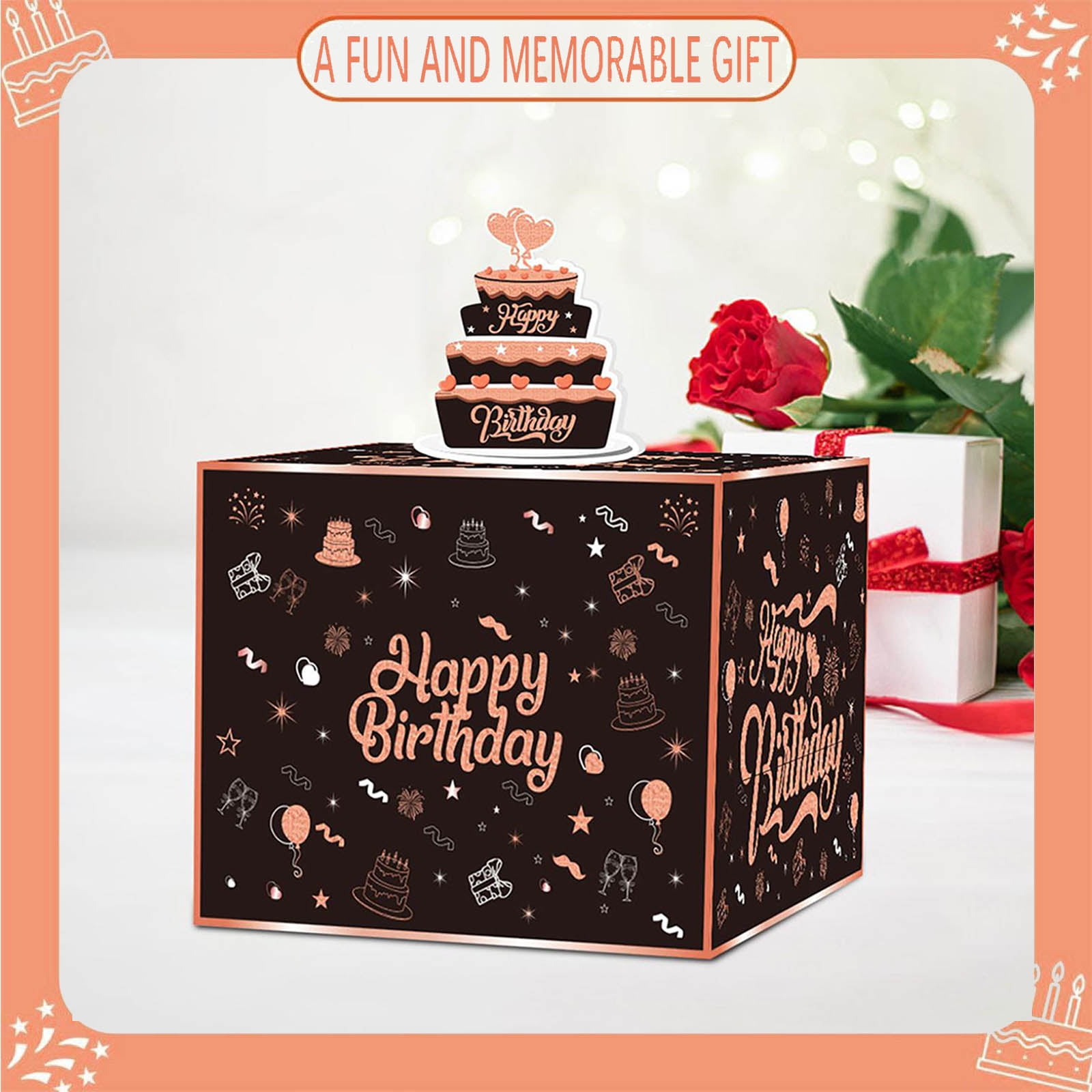 Birthday Money Gift Box with DIY Stickers for Any Age, Surprise Money ...