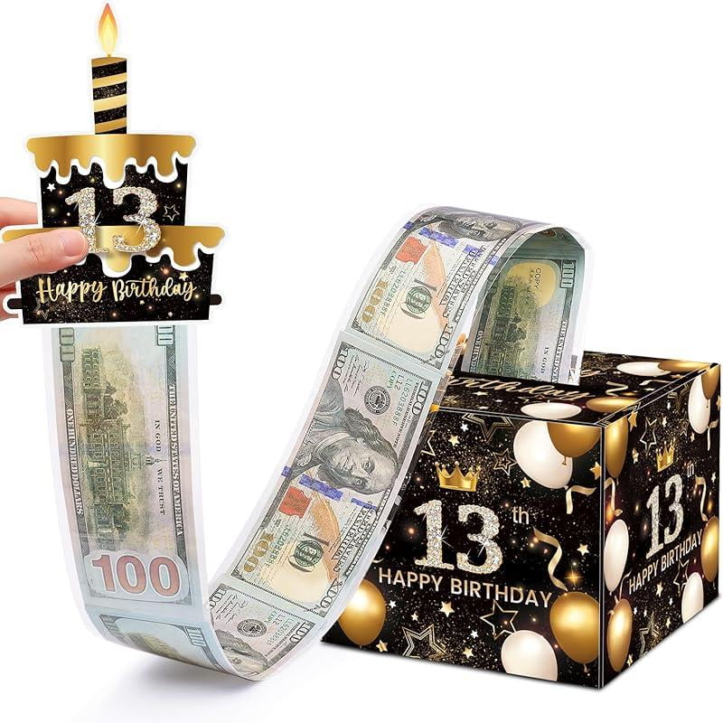 Birthday Money Gift Box with DIY Stickers for Any Age, Surprise Money ...