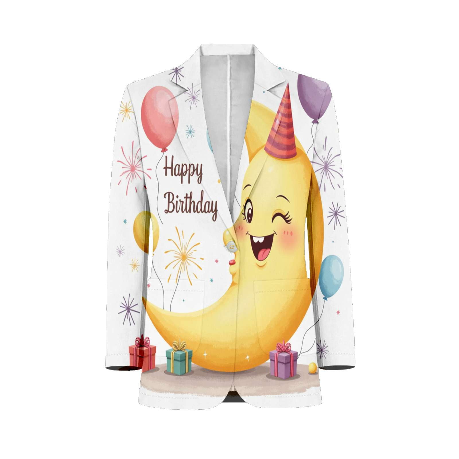 Birthday Moon With Balloons And Gifts Customized Men's Suits full man ...