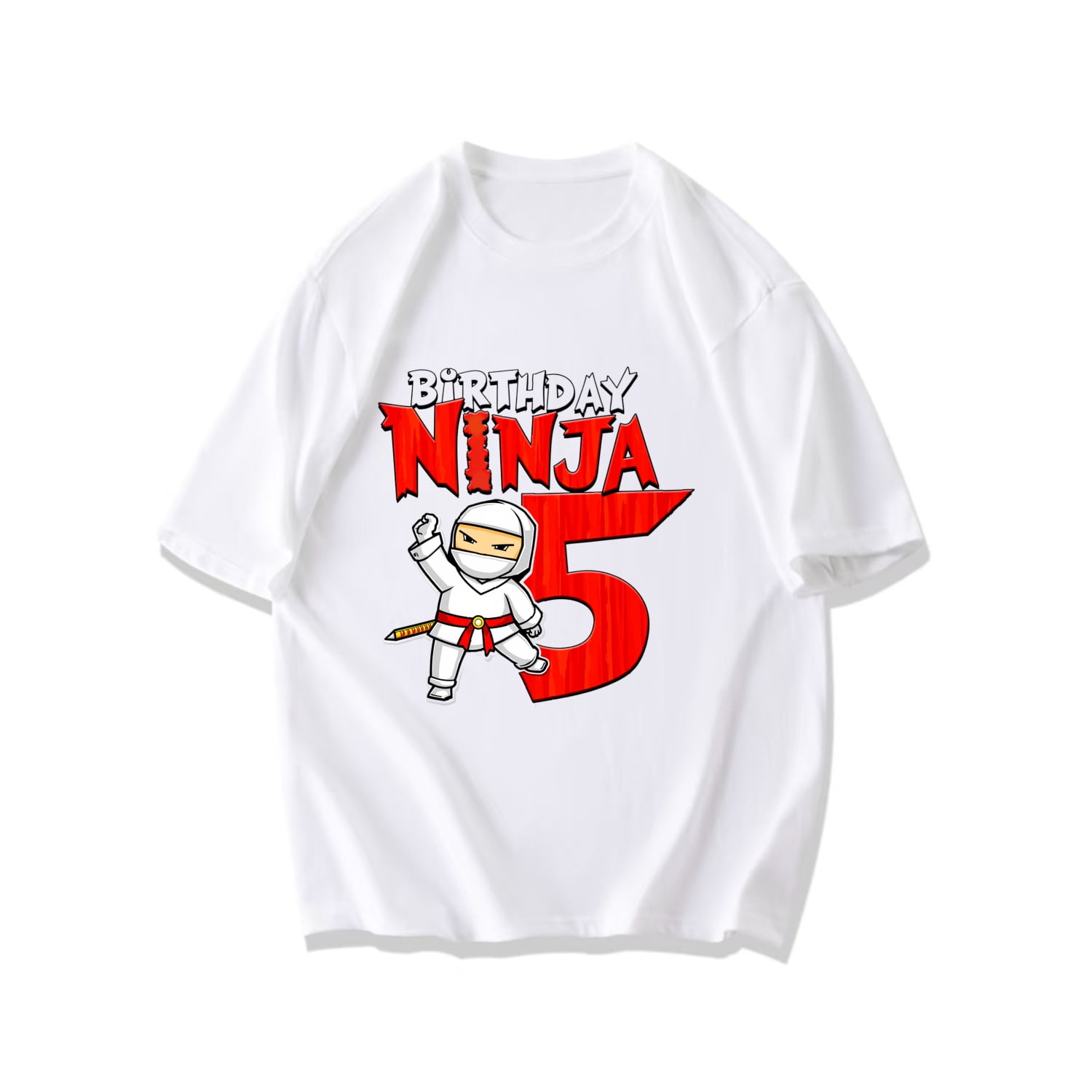 Birthday Ninja 5th Anniversary T Shirt Black Cartoon Ninja Character ...
