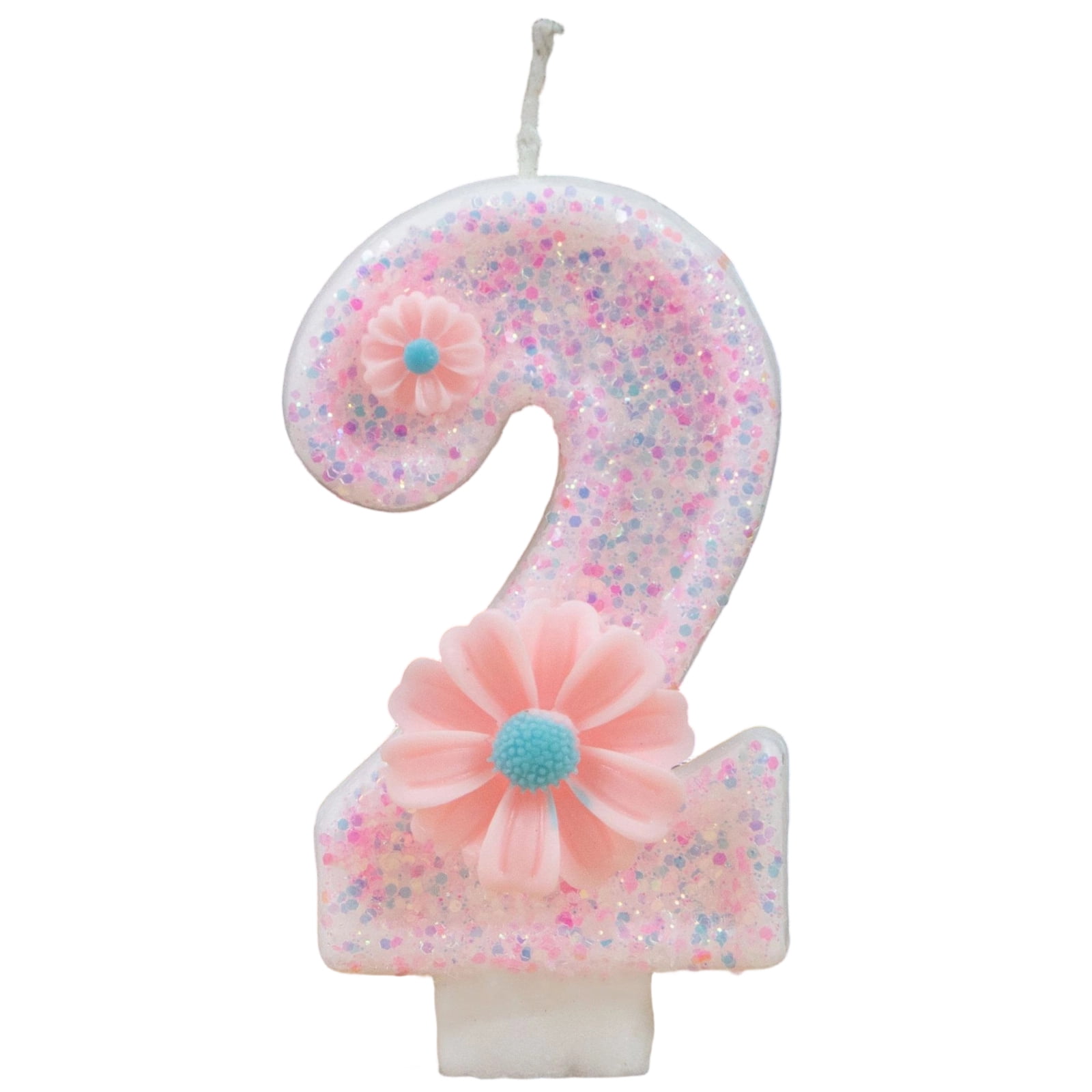 Birthday Number Candle Glitter Flower Design for Birthday Party Cake ...