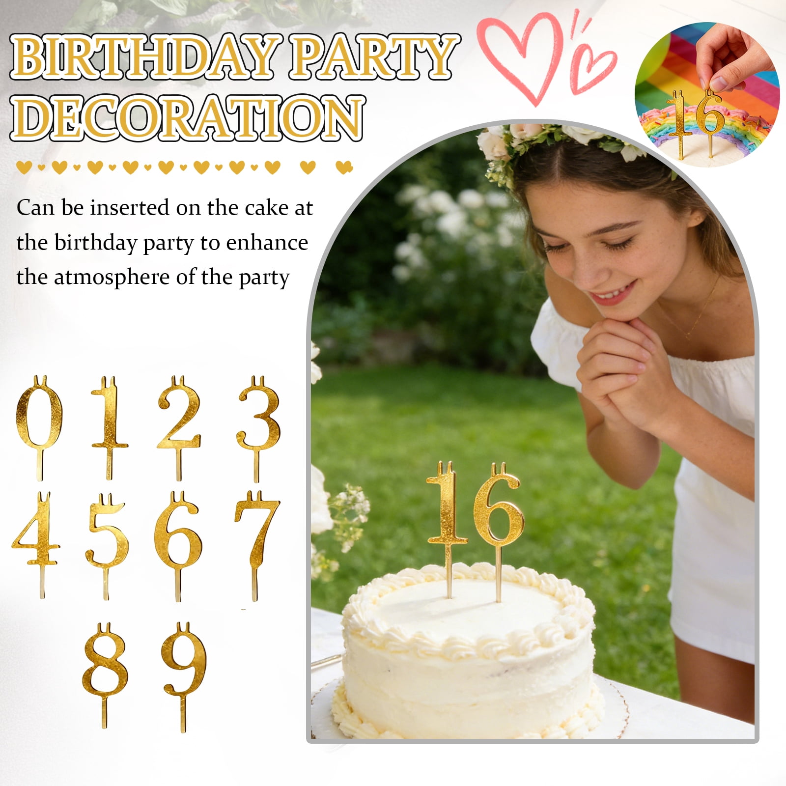 Birthday Number Candle Holders Set, Stainless Steel Reusable Cake ...