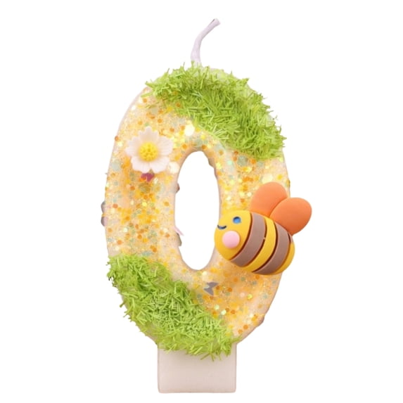 Birthday Number Candle, Yellow Green White Striped Party Celebration ...