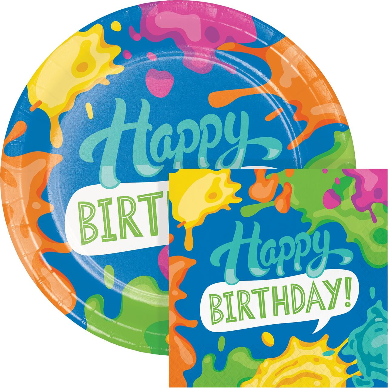 Birthday Paint Splatter Plates and Napkins Set, Serves 16 - Walmart.com