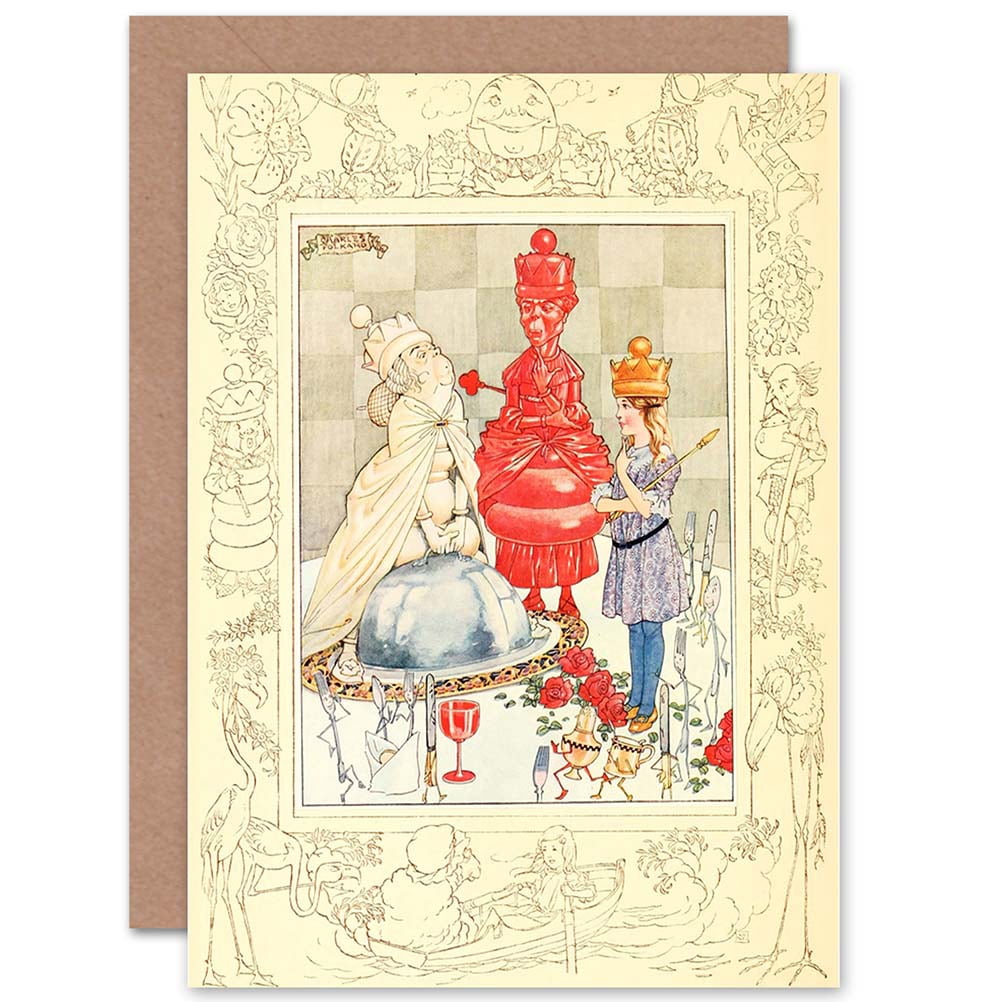 Birthday Painting Alice In Wonderland Red White Queen Greetings Card ...