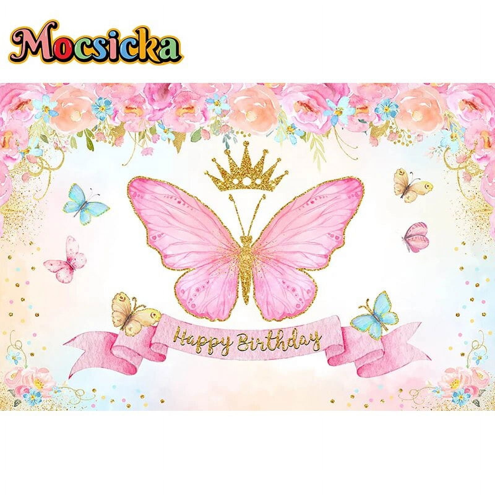 Birthday Party Backdrop Poster Gold Glitter Balloon Decor Cake Family ...