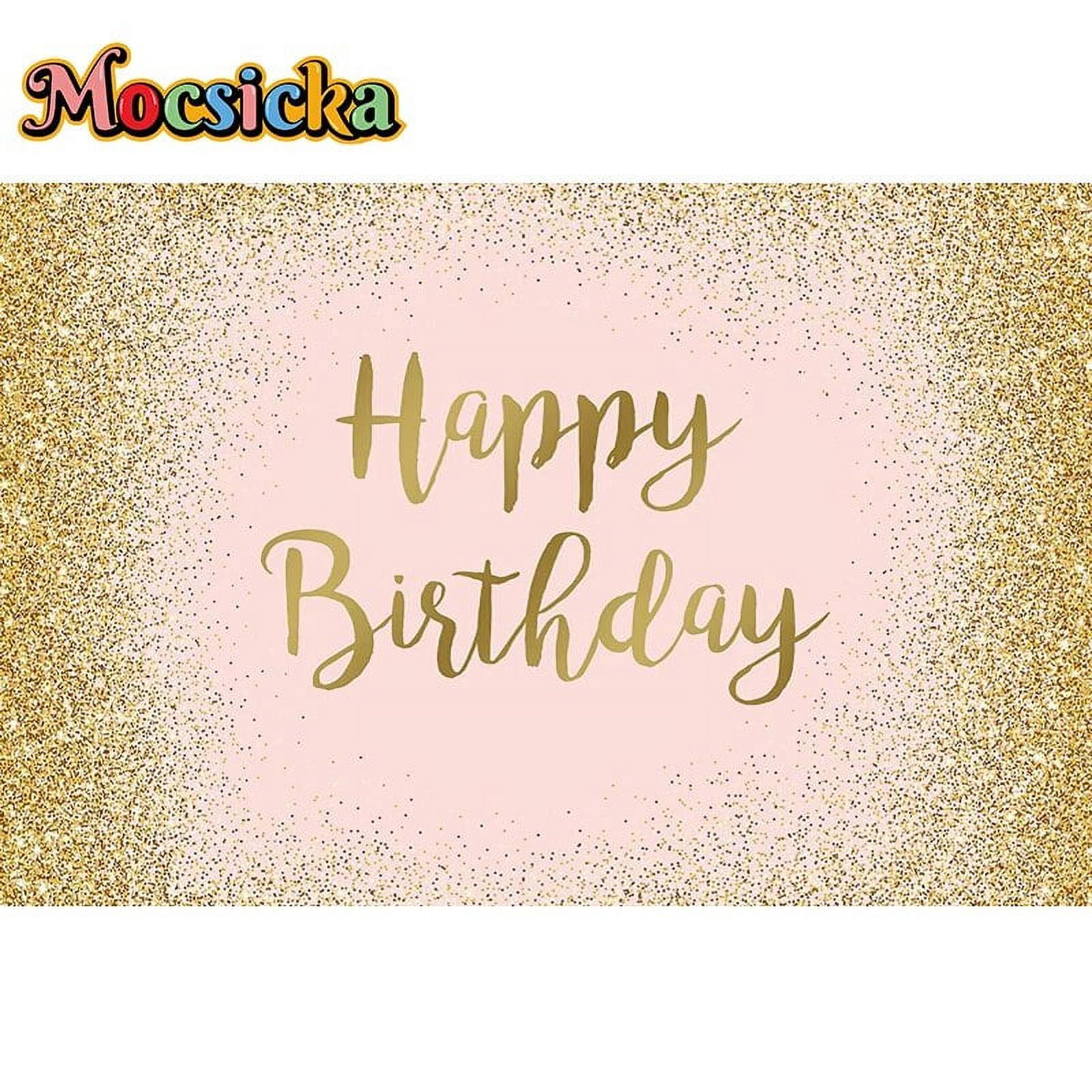 Birthday Party Backdrop Poster Gold Glitter Balloon Decor Cake Family ...