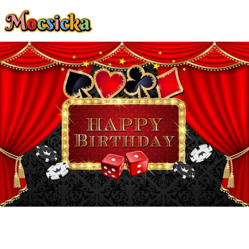 Birthday Party Backdrop Poster Gold Glitter Balloon Decor Cake Family ...